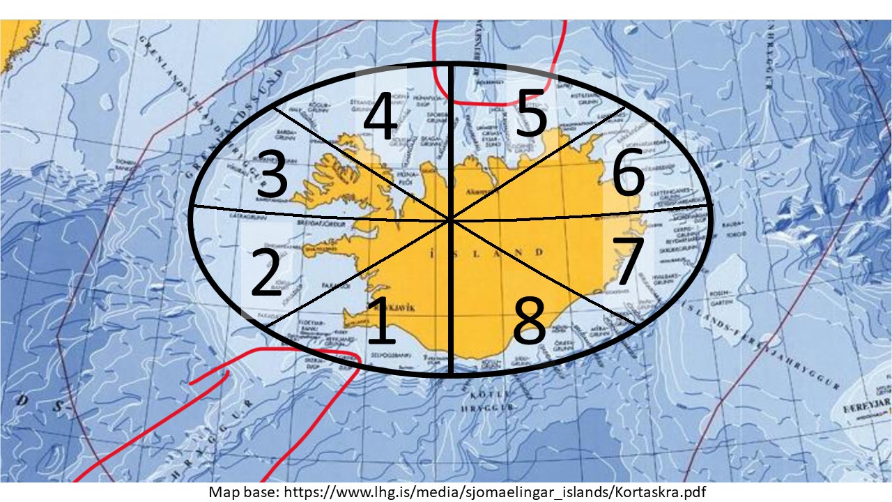 Icelandic Ocean Topography Divided into Eight Sections – Magic Magma